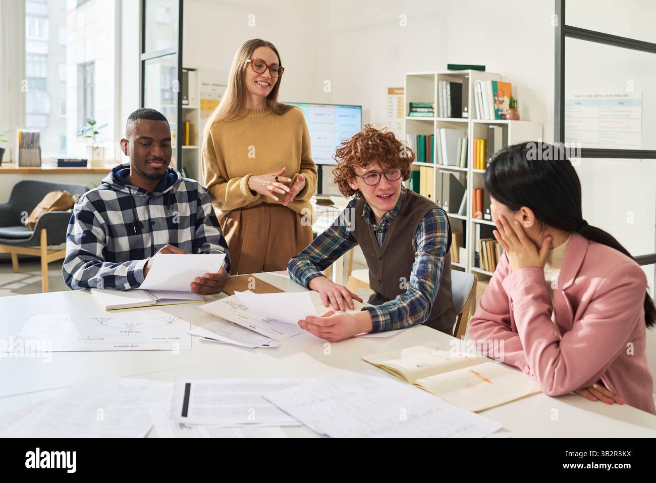 Studying Foreign Languages in Classroom Setting Stock Photo - Alamy