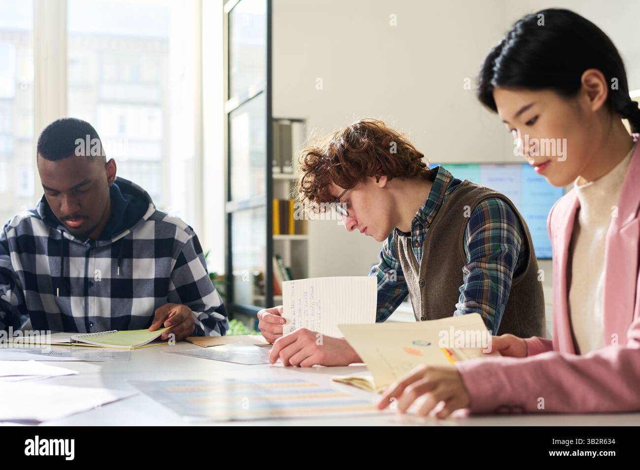 Studying Diverse Foreign Languages in Illuminated Classroom Stock Photo ...