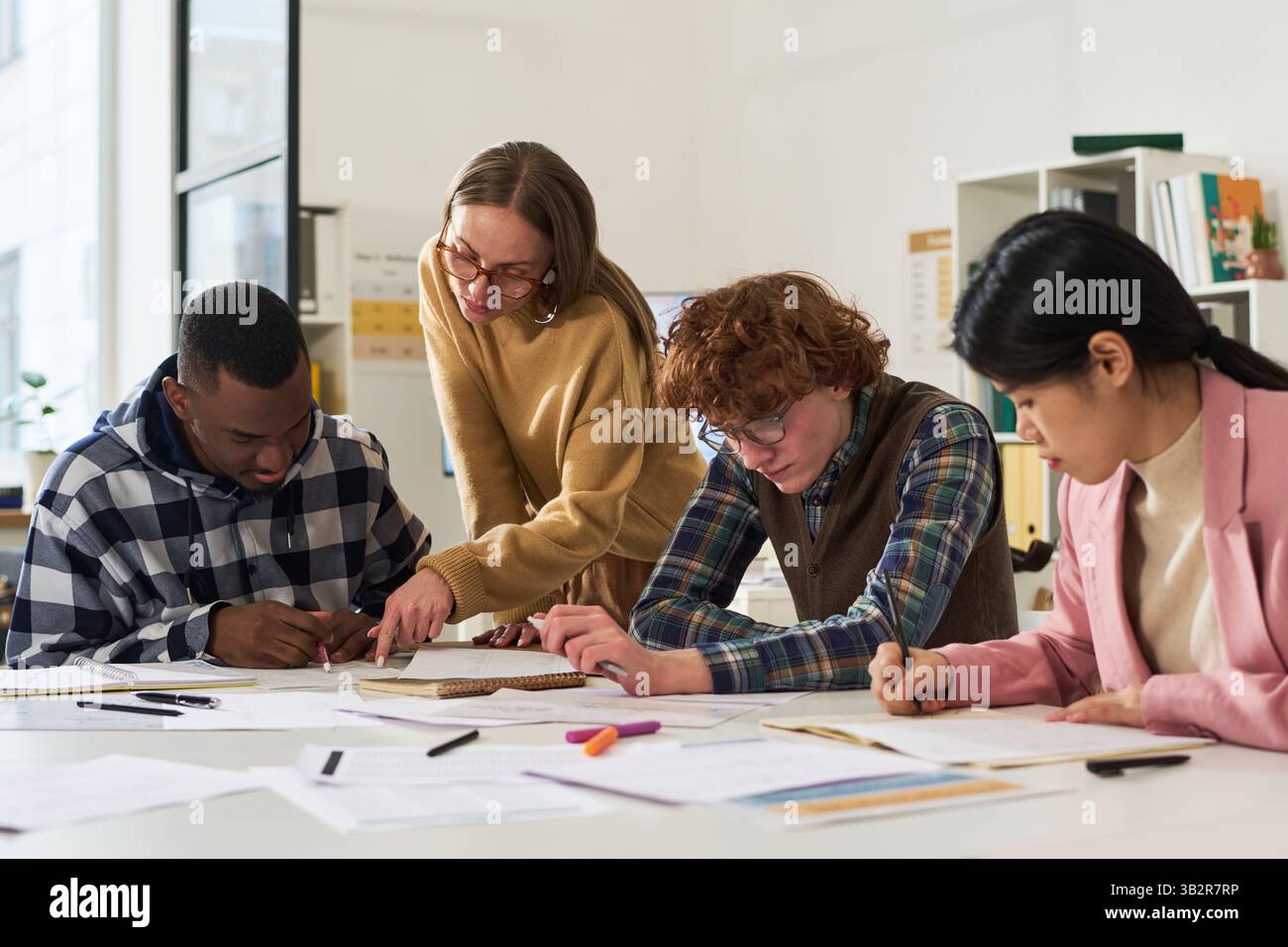 Group of Diverse People Studying Foreign Languages in Classroom Stock ...