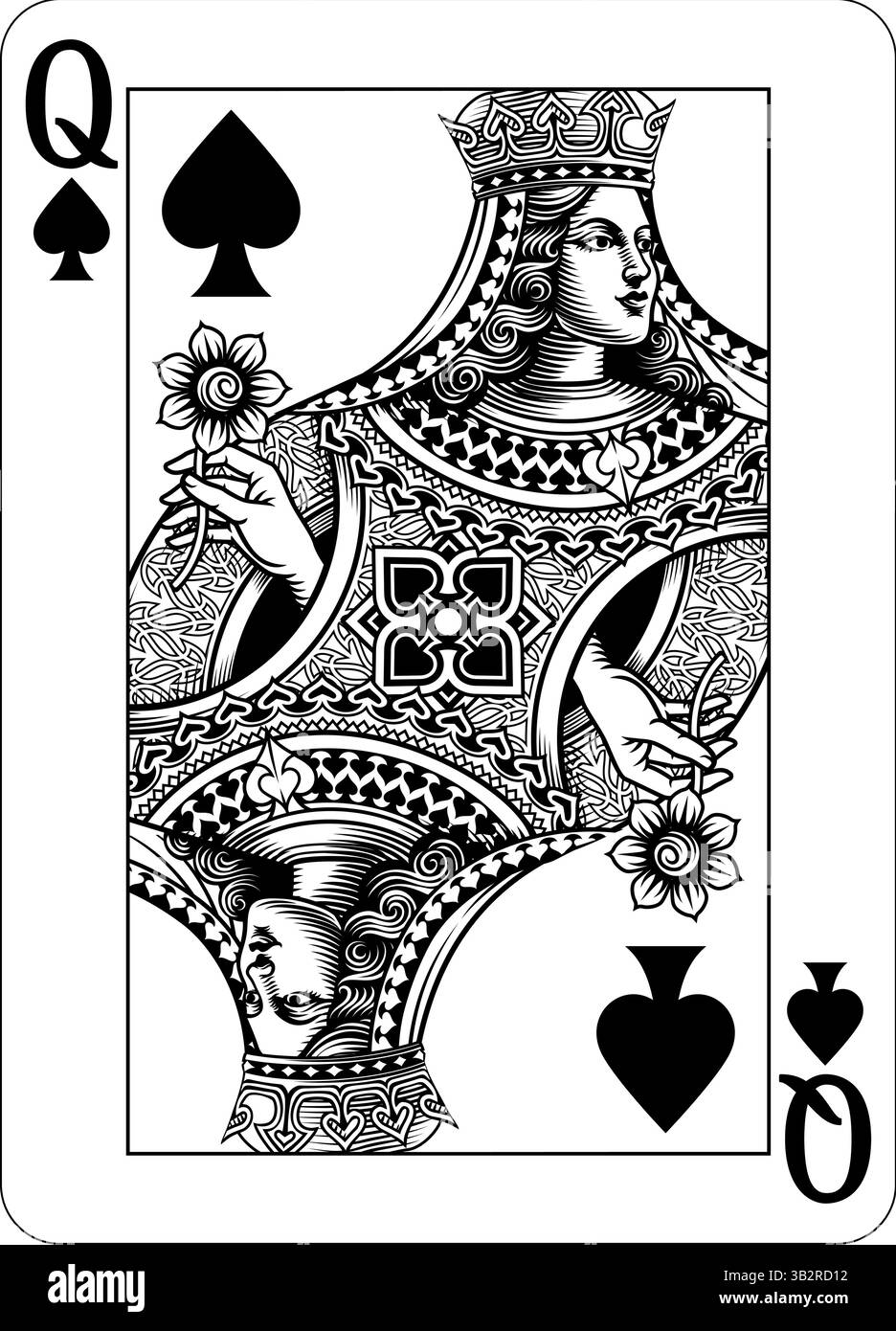 Queen of Spades Design from Deck of Playing Cards Stock Vector Image ...