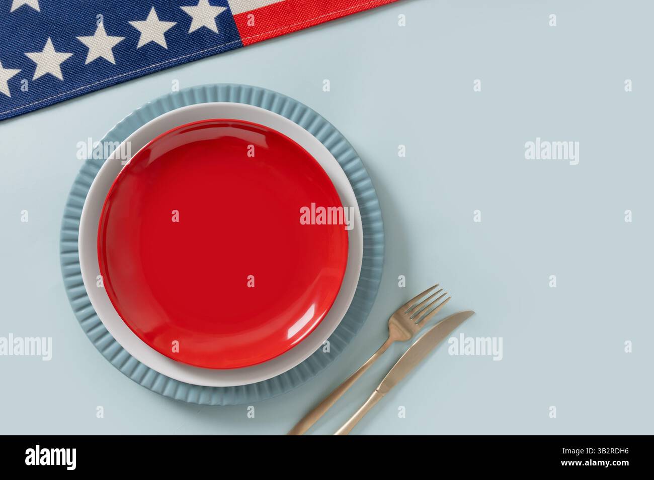 American table setting for USA Independence Day. Festive dinner with ...