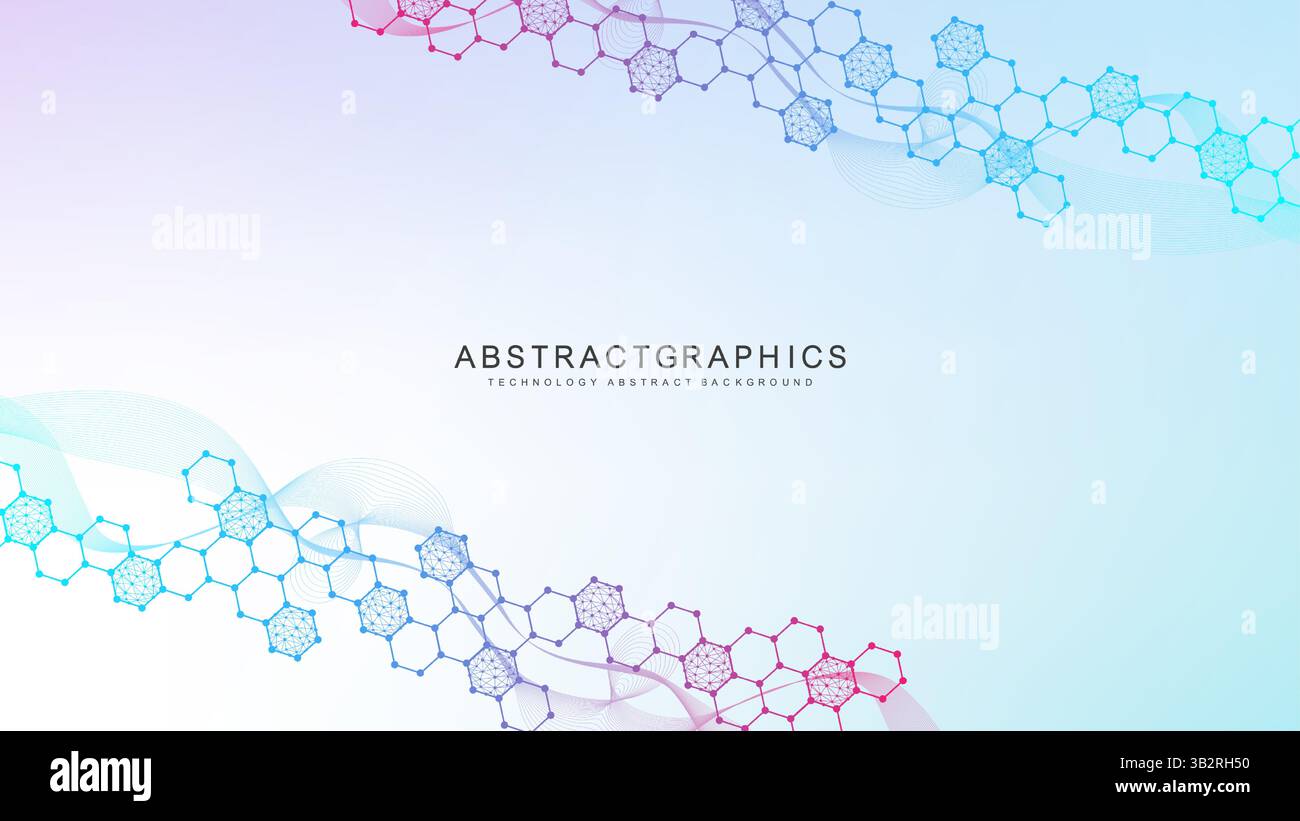Modern health care abstract background with lines, dots and hexagons ...