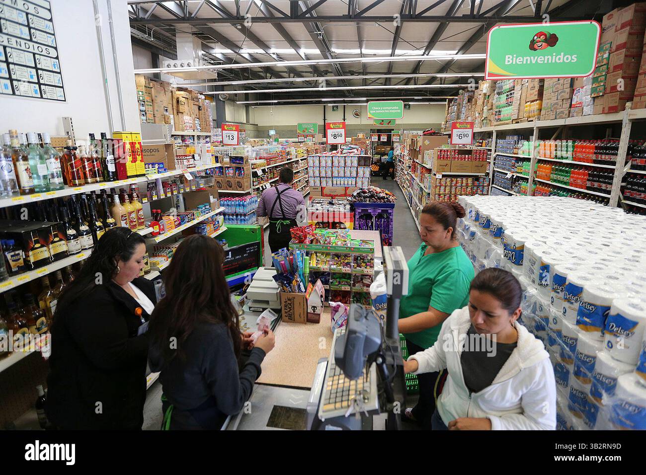 Mar 11, 2014 - Monterrey, Nuevo Leon, Mexico - Customers check out at a ...