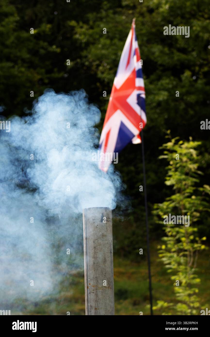 close up detail of a smoke stack of a traction engine or steam-powered ...