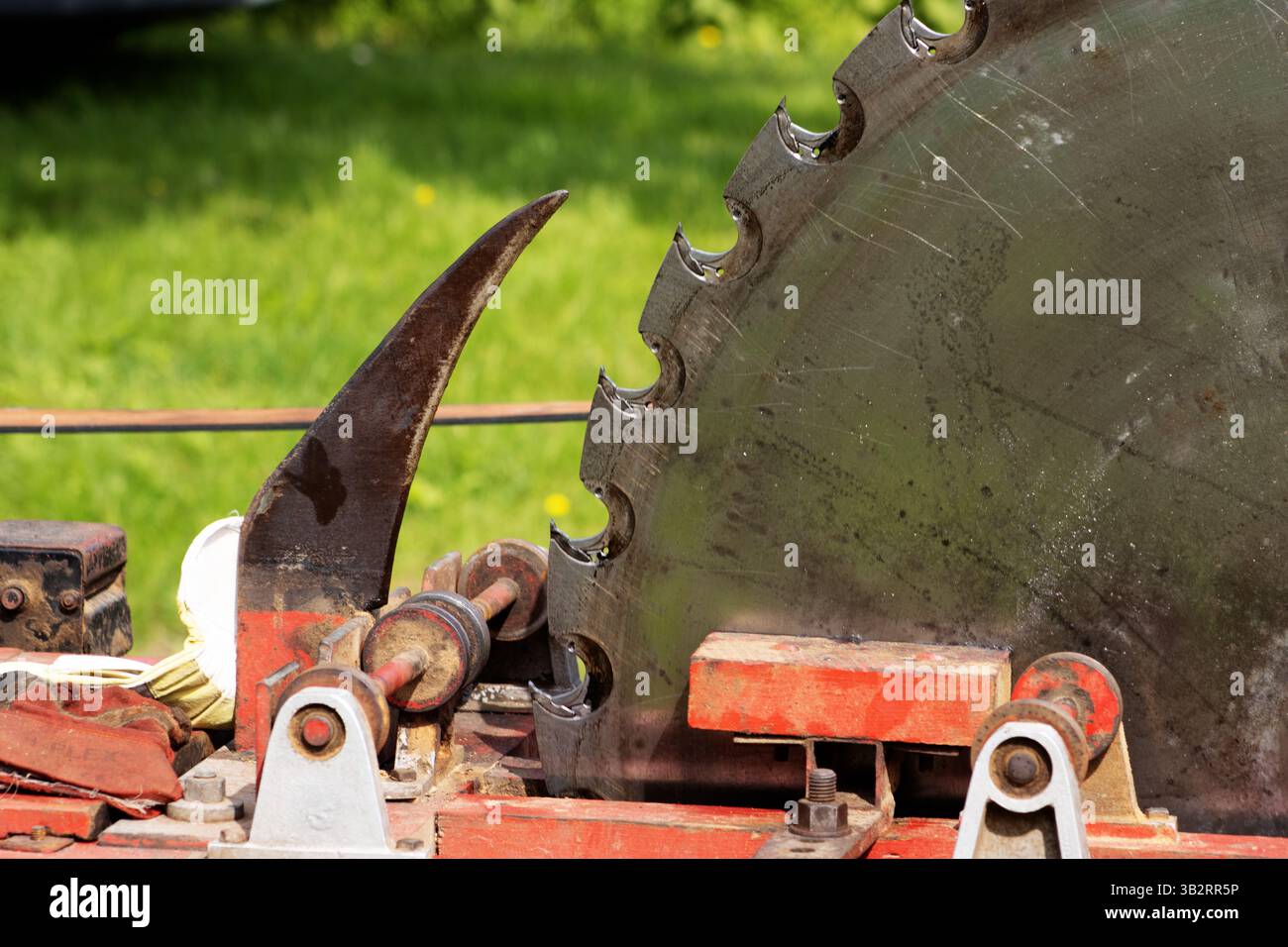 close up detail of a steam powered sawmill Stock Photo - Alamy