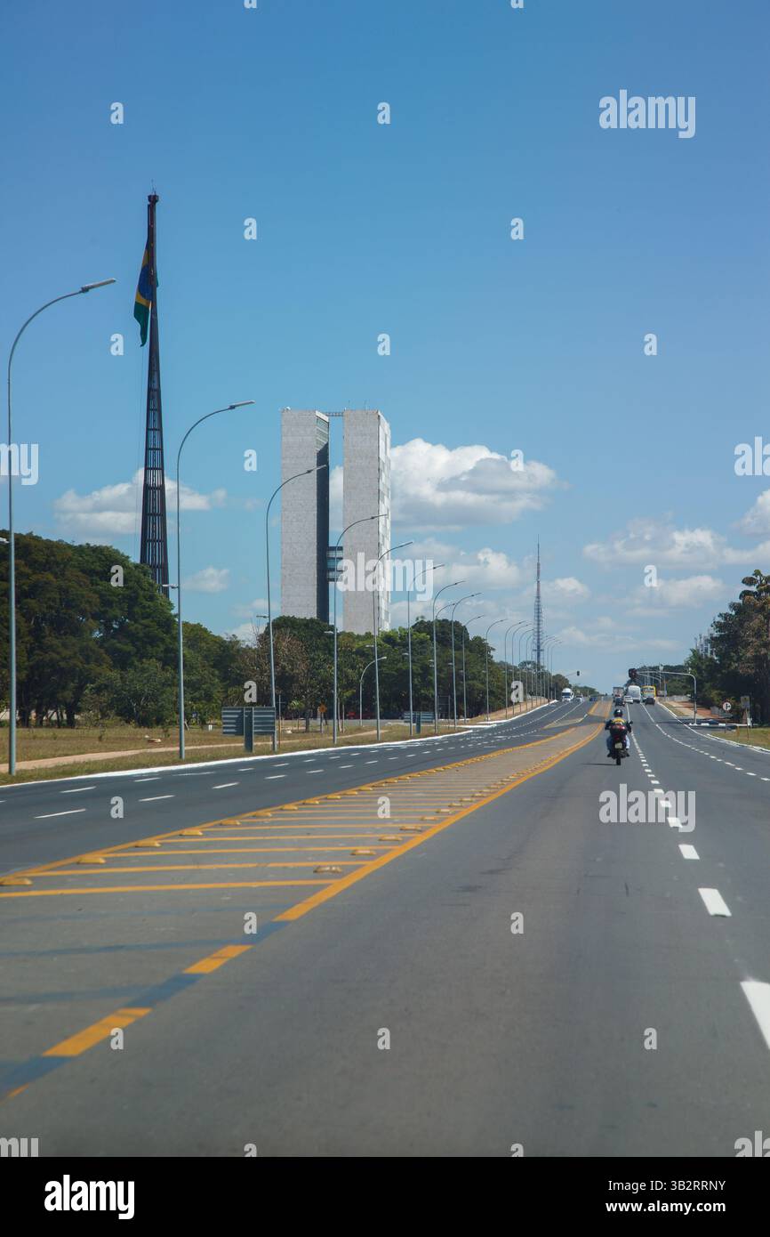 The National congress and brazilian flag on eixo monumental typical ...