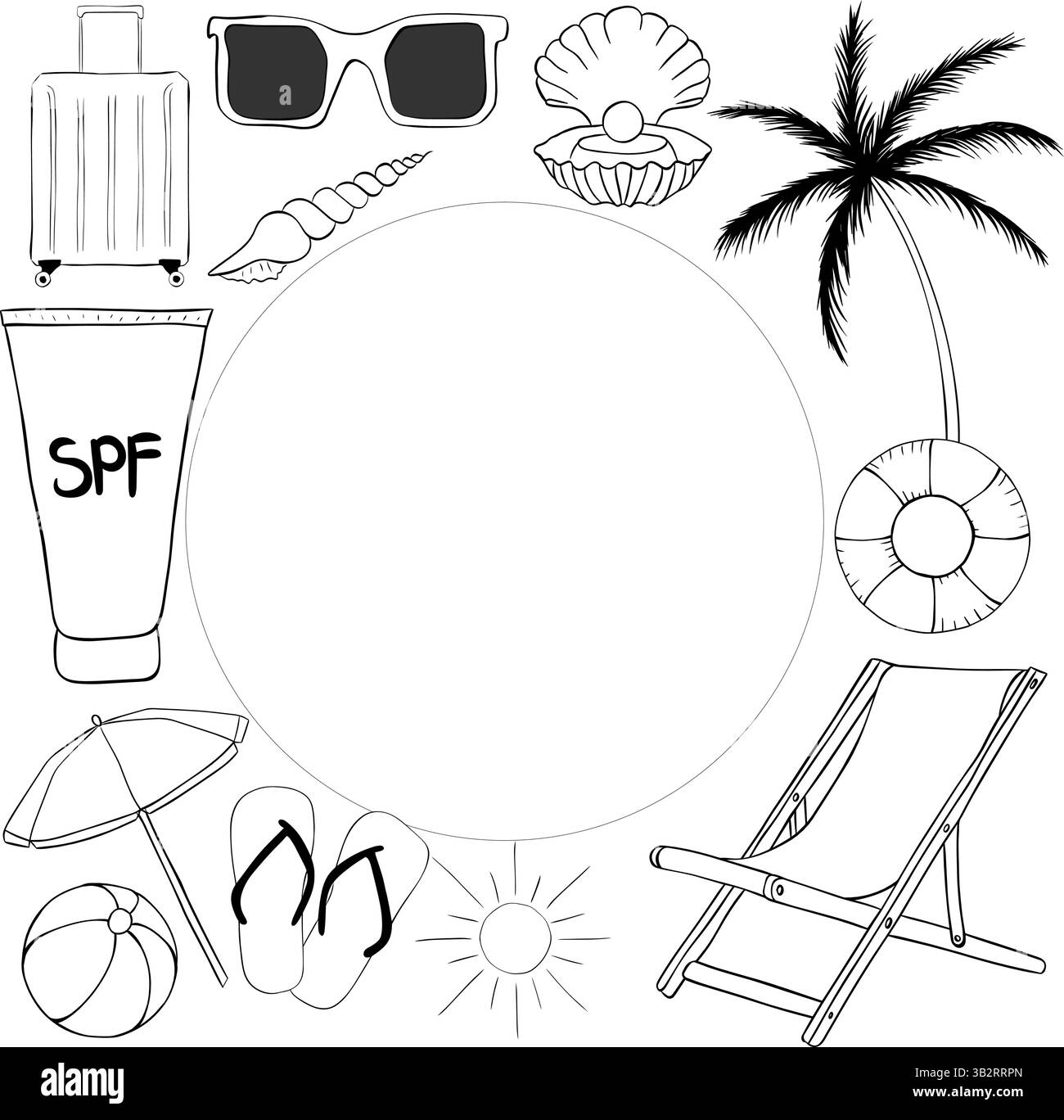 Hand drawn square summer Black and White Stock Photos & Images - Alamy