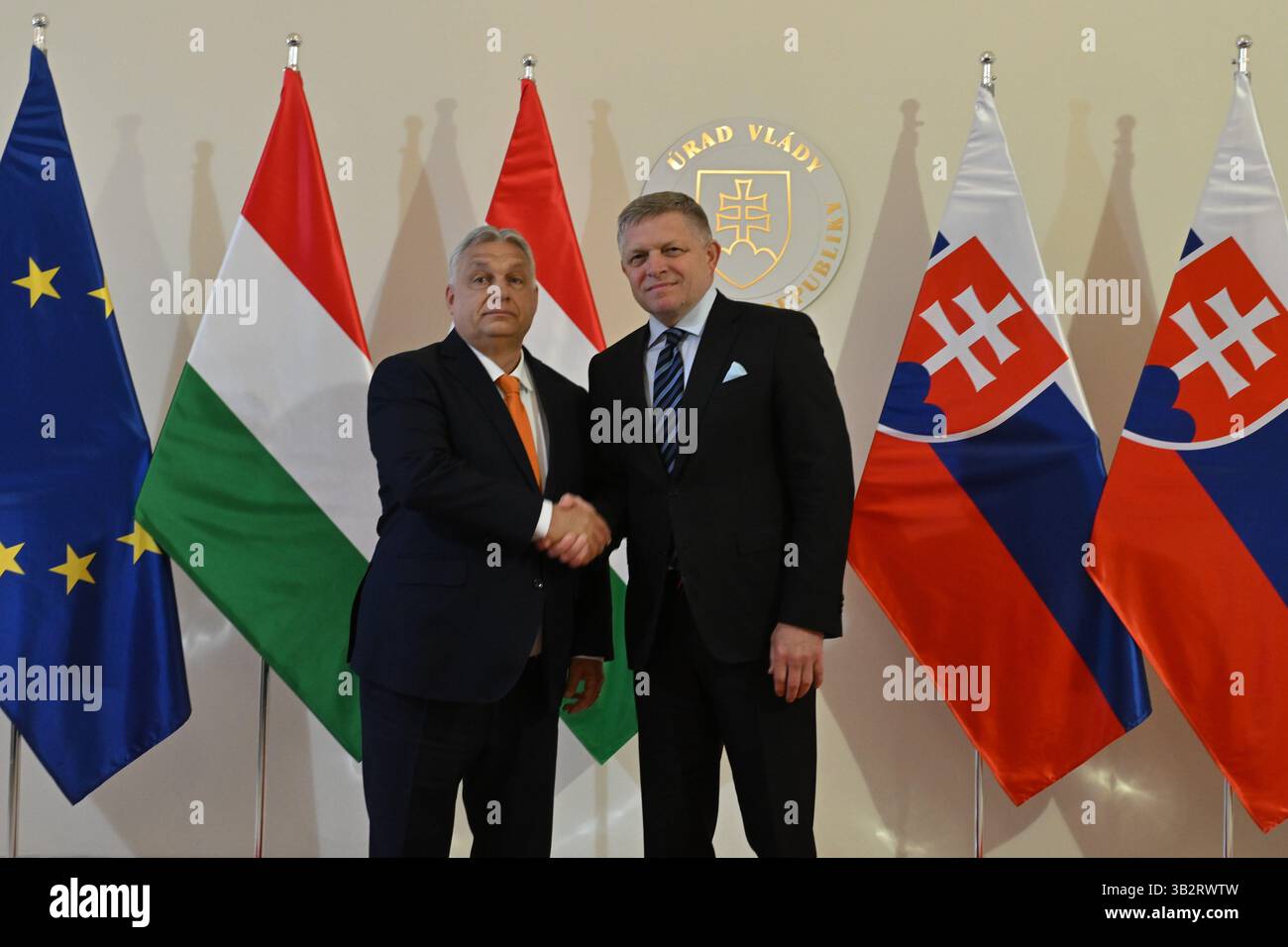 From left Hungarian Prime Minister Viktor Orban meets Slovak Prime ...
