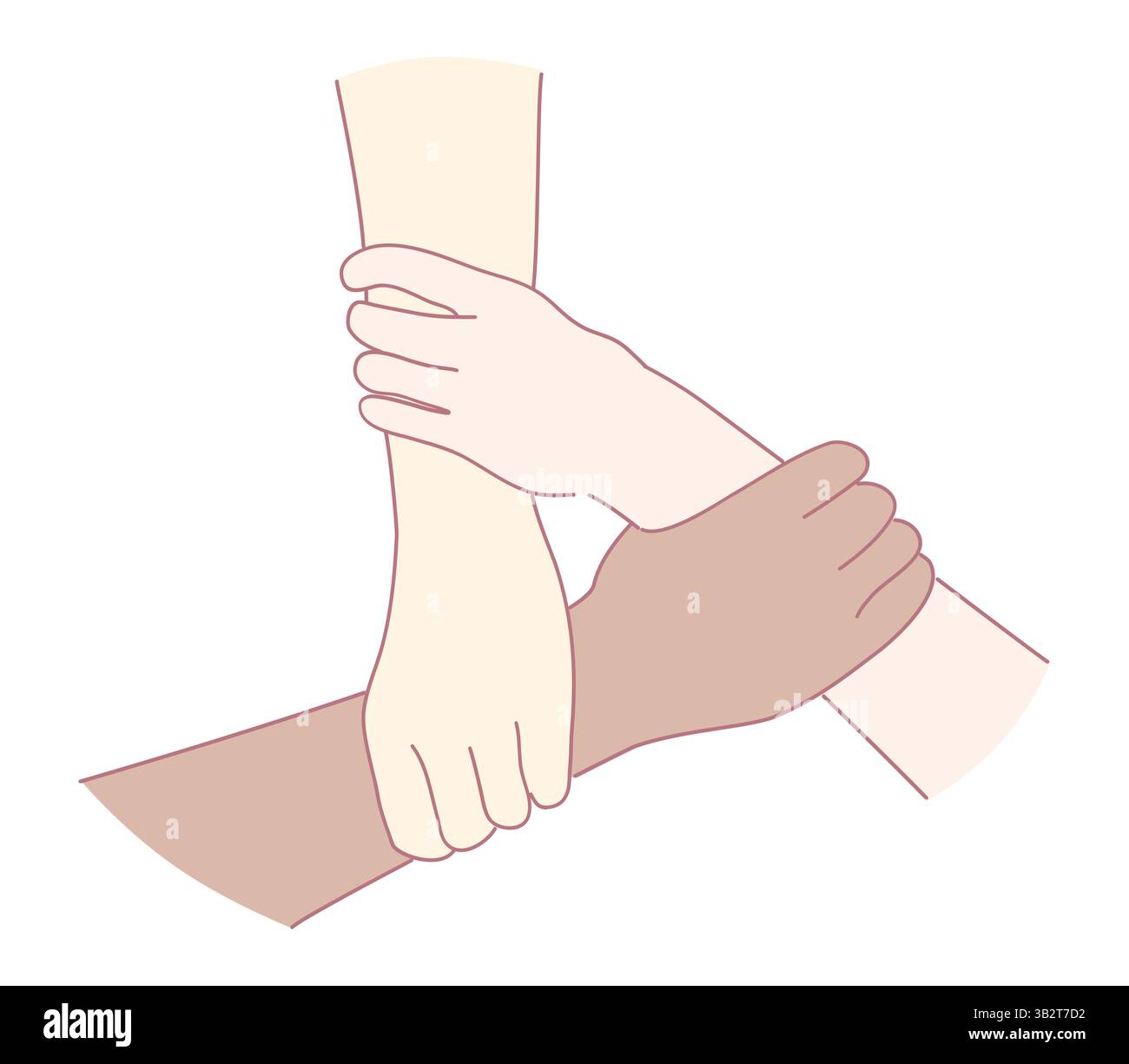 Hands of different skin tones intertwined together in unity ...