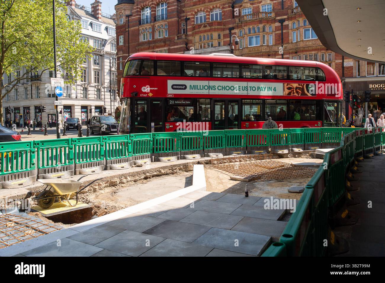 London, UK. 24th April, 2025. Pavements being replaced outside Peter ...