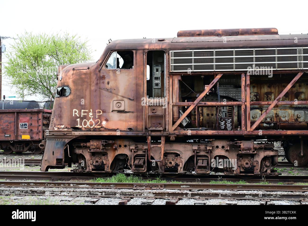 Rusty vintage American diesel locomotive at the Virginia Transport ...