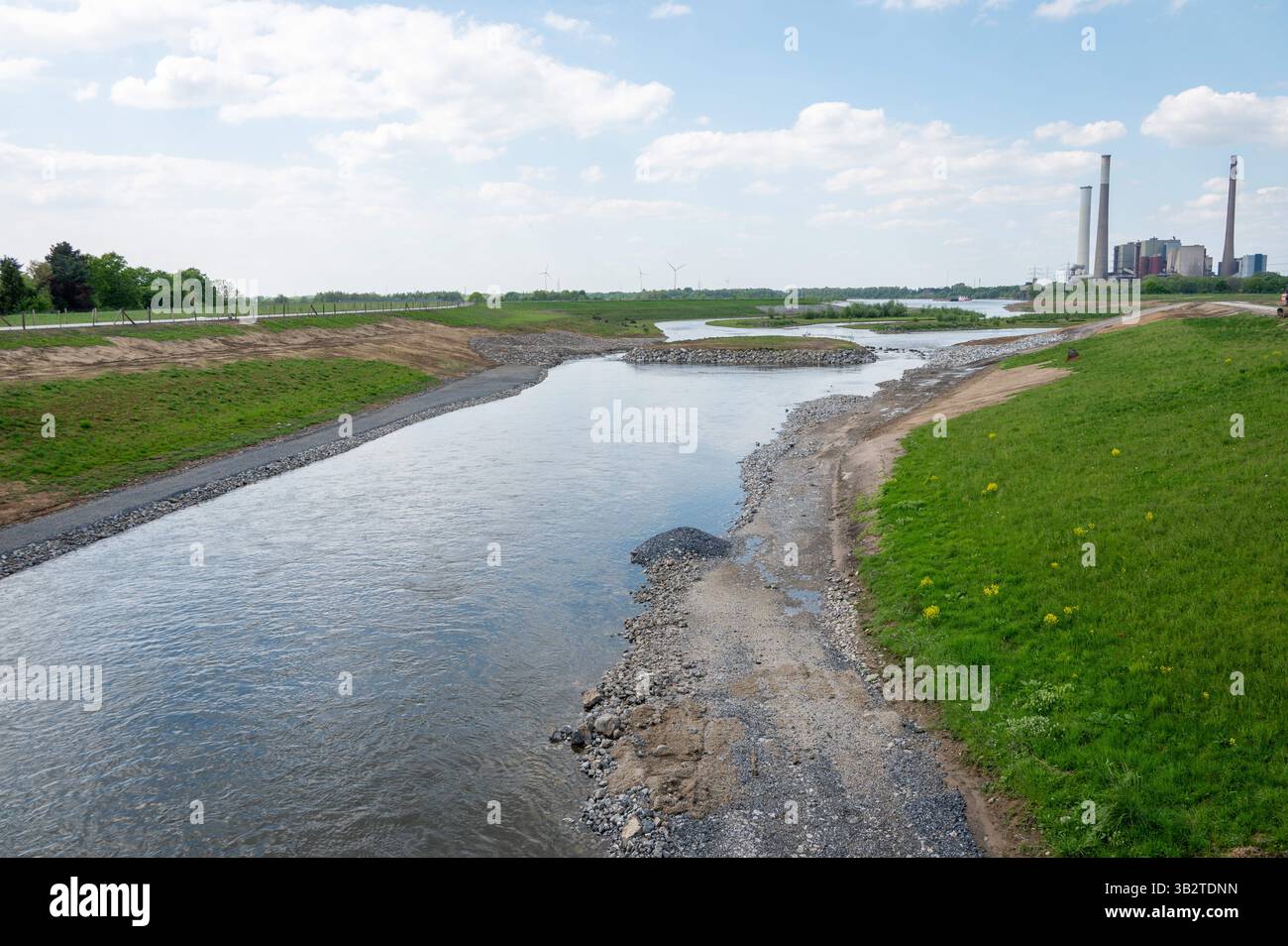 The mouth of the Emscher near Dinslaken, renatured, renaturation, in ...