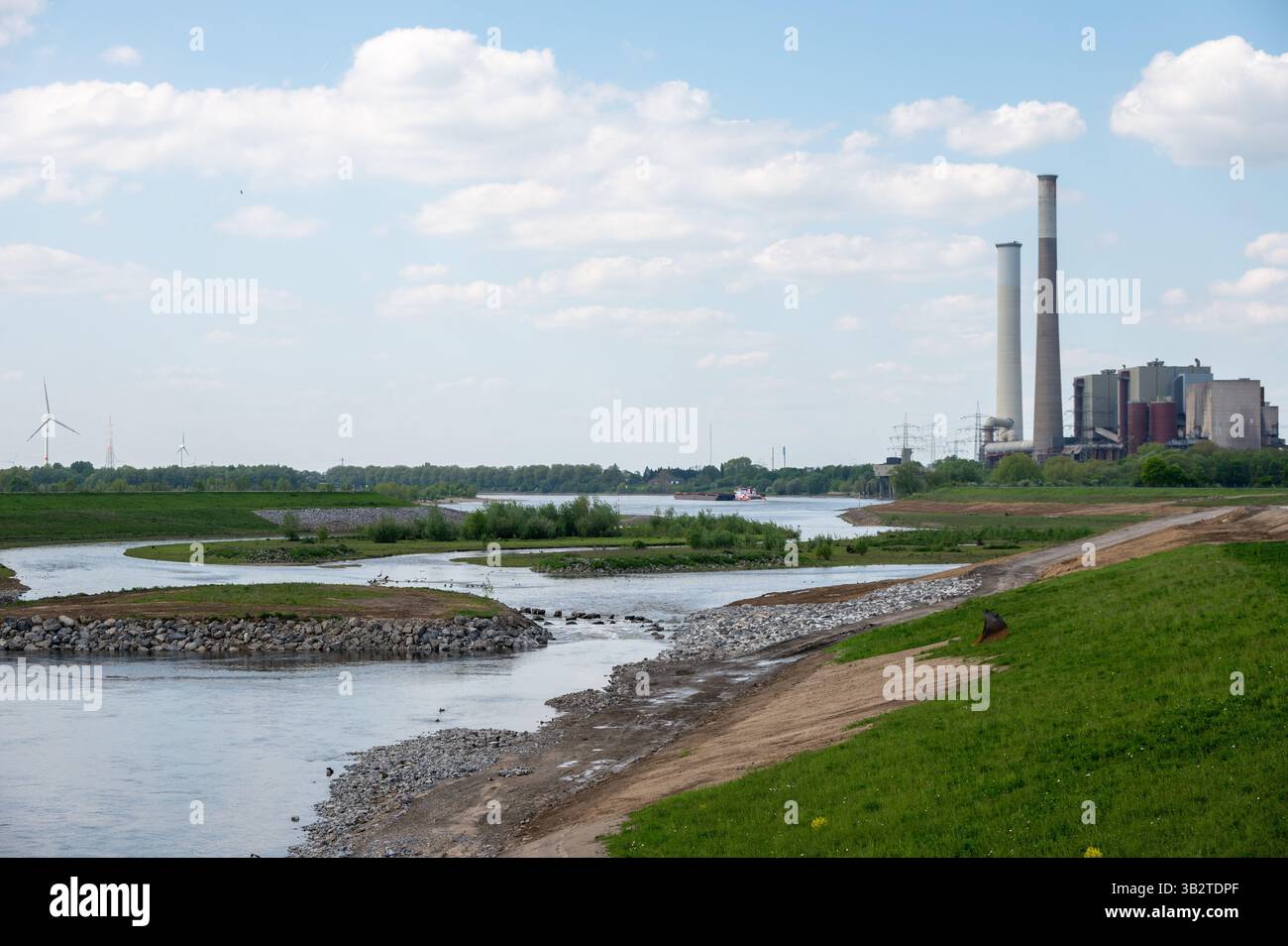 The mouth of the Emscher near Dinslaken, renatured, renaturation, in ...
