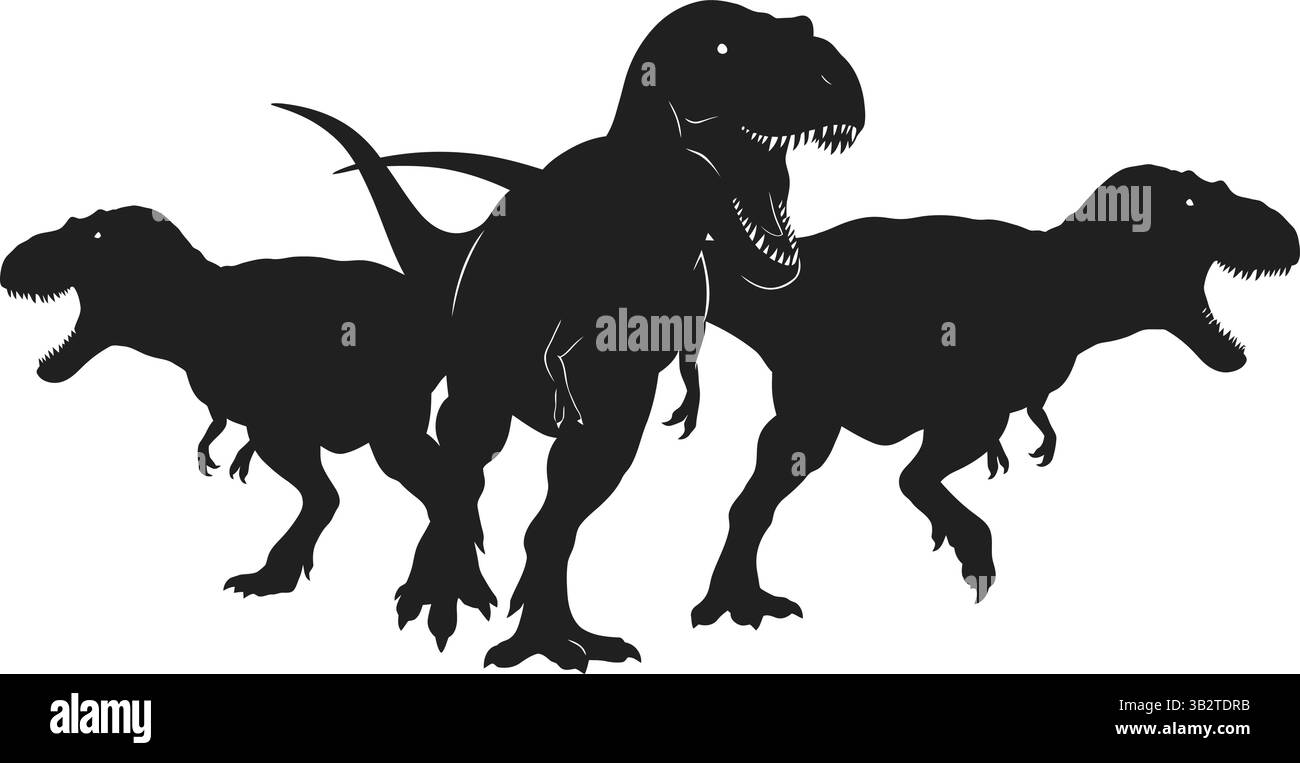 T-Rex Silhouette Vector Set: Black Dinosaurs for Design Projects on the transparent background ...