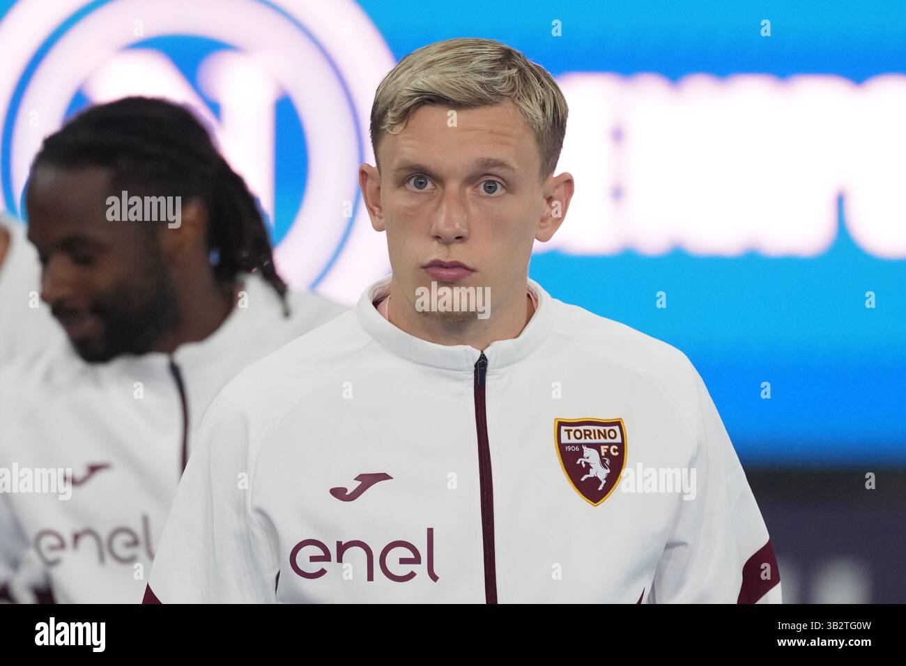 Naples, Italy. 27 Apr, 2025. Marcus Holmgren Pedersen of Torino FC during the Serie A match ...