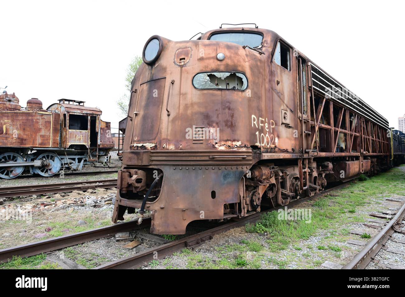 Rusty vintage American diesel locomotive at the Virginia Transport ...