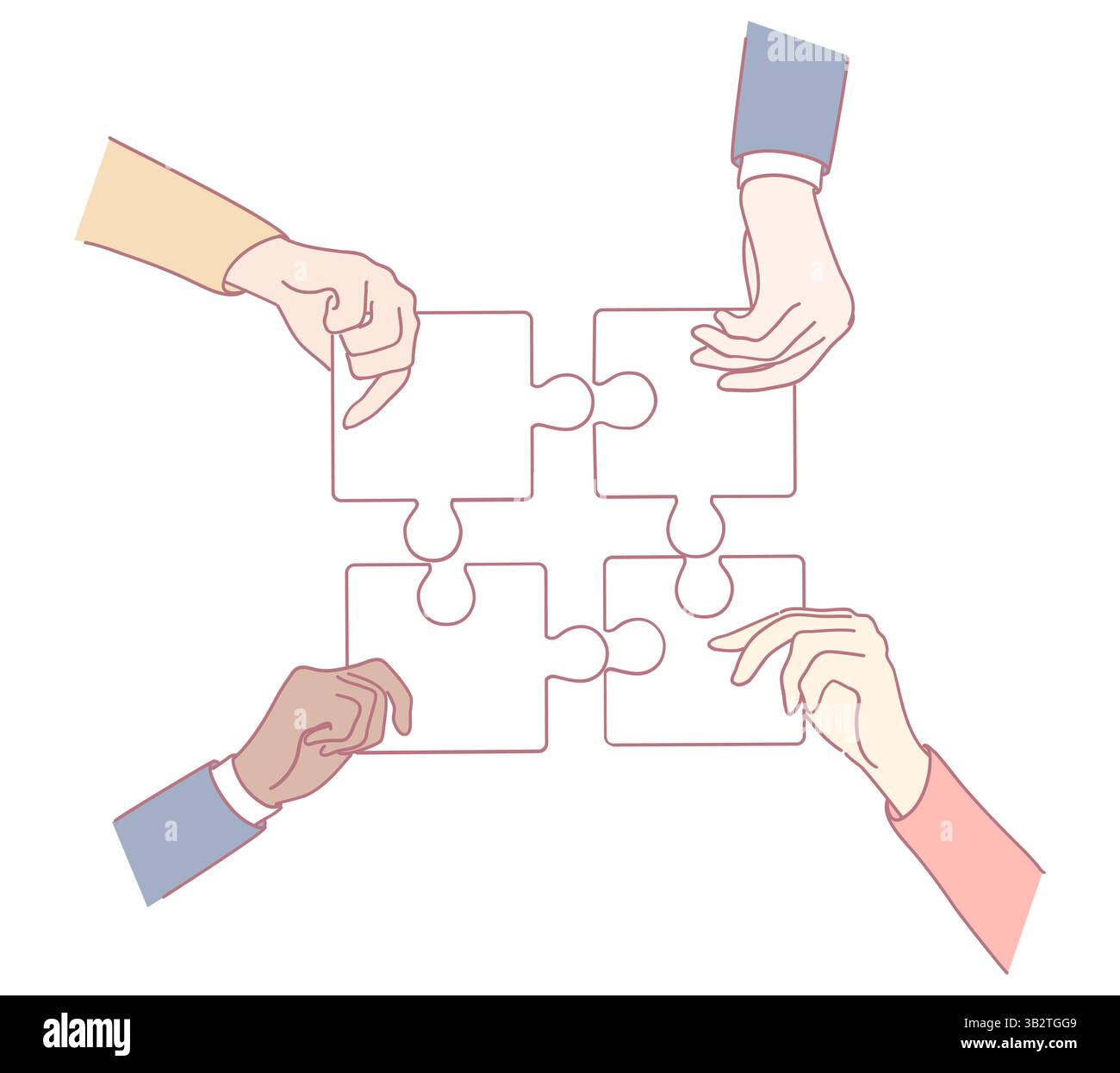 Interlinked hands holding colorful puzzle pieces symbolize the core ...