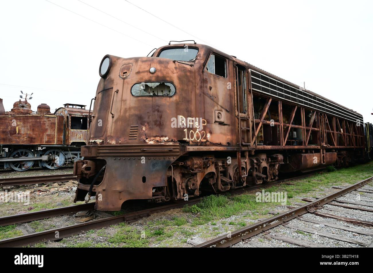 Rusty vintage American diesel locomotive at the Virginia Transport ...