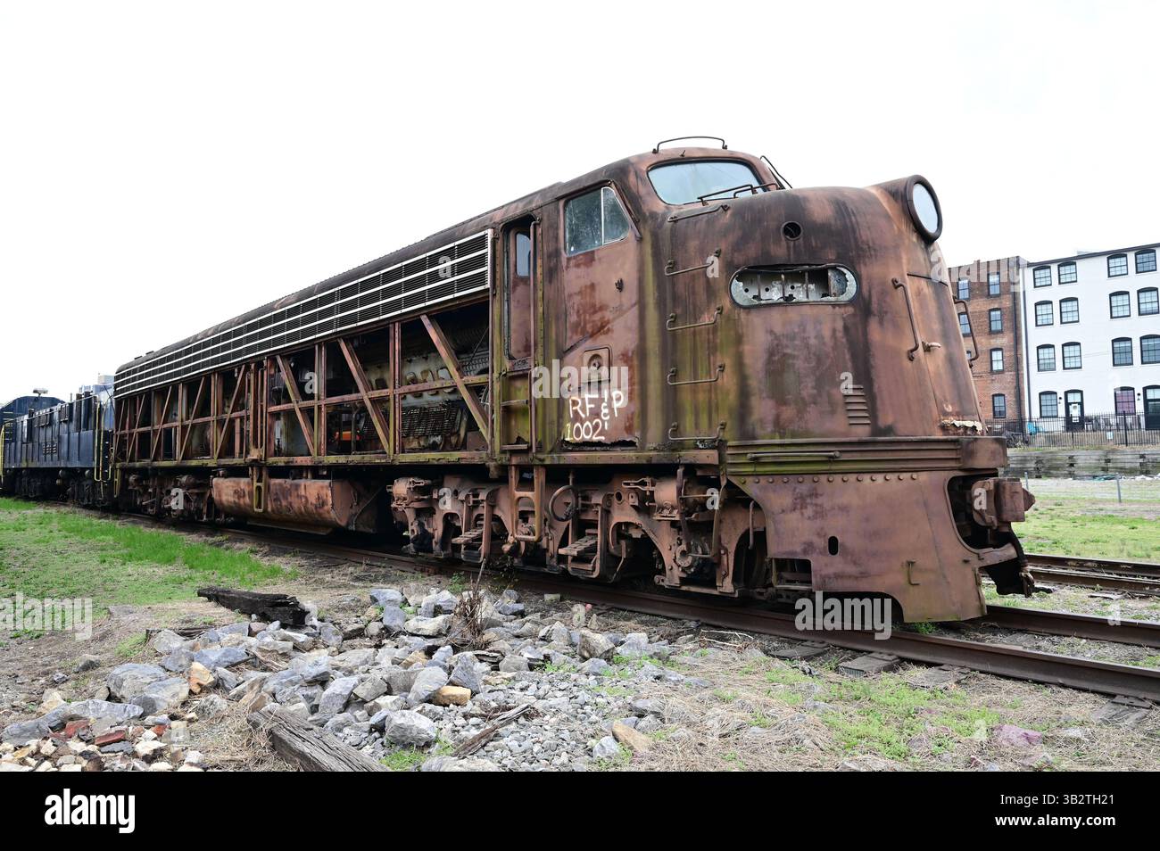 Rusty vintage American diesel locomotive at the Virginia Transport ...