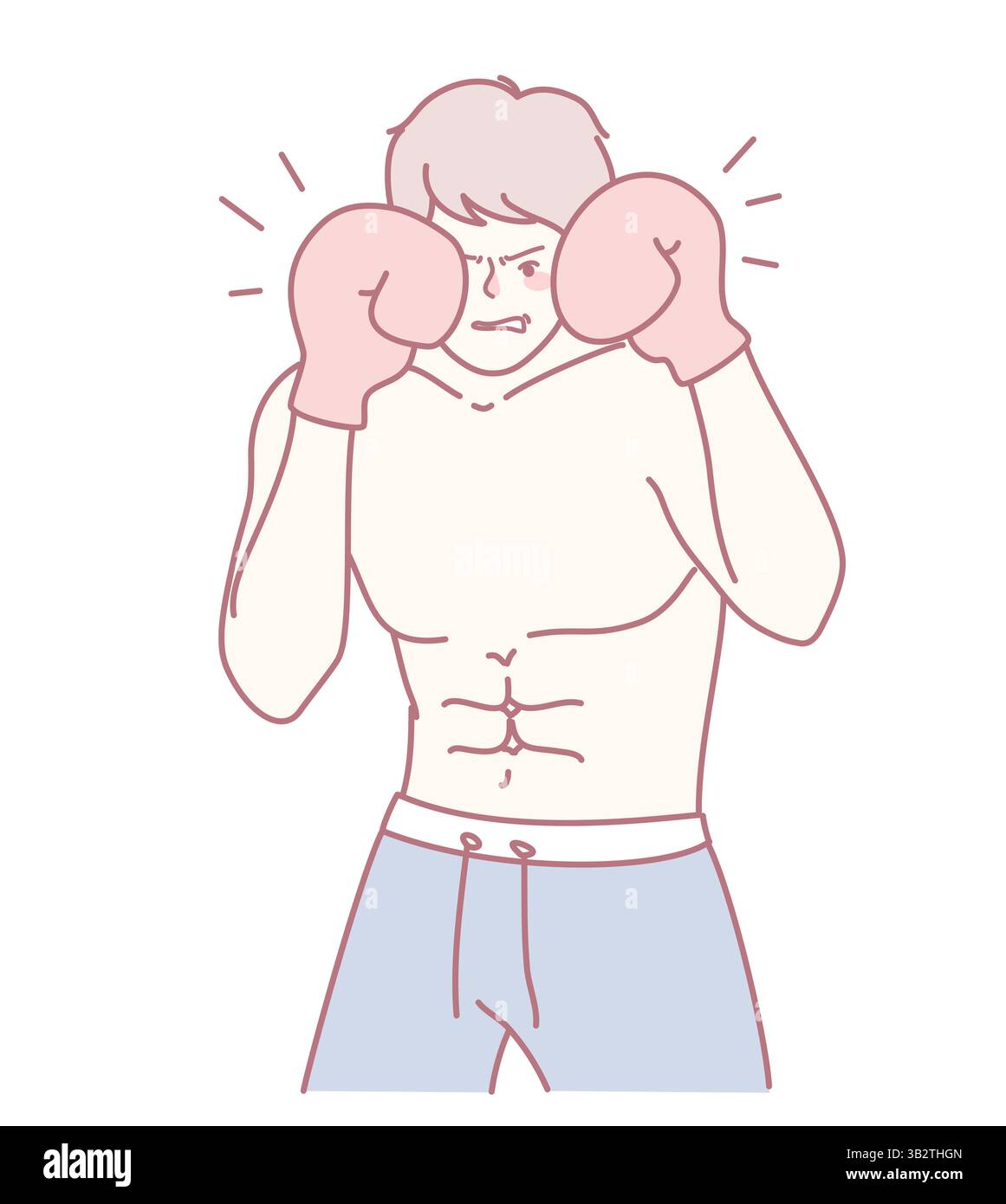 A dynamic illustration of a boxer showing exceptional determination and ...