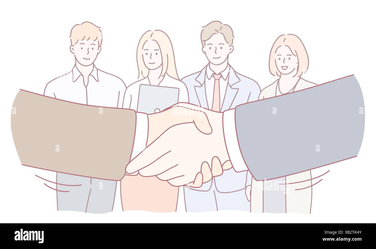 An illustration of a handshake, symbolizing a strong business ...