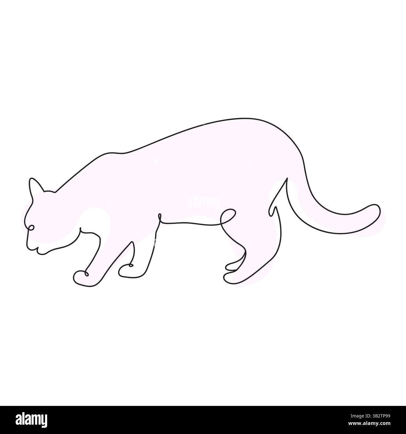 Cute Cat Continuous One Line Drawing Style. Creative Outline Cat Icon ...