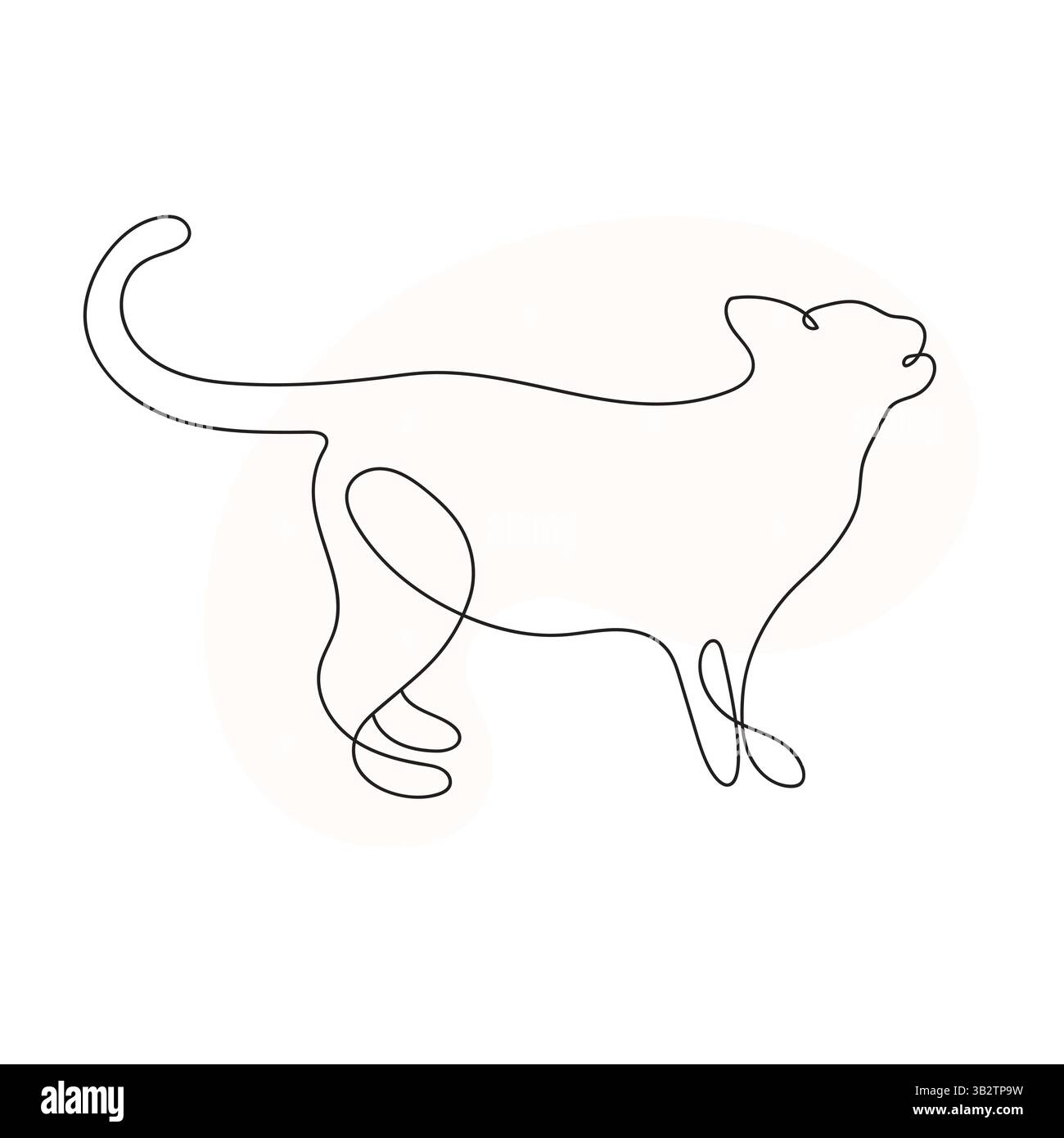 Outine Cat. Cute Cat in Continuous One Line Drawing Style. Creative ...