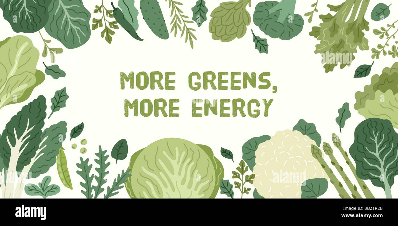 Green vegetable frame. Fresh lettuce leaves border, healthy diet food ...