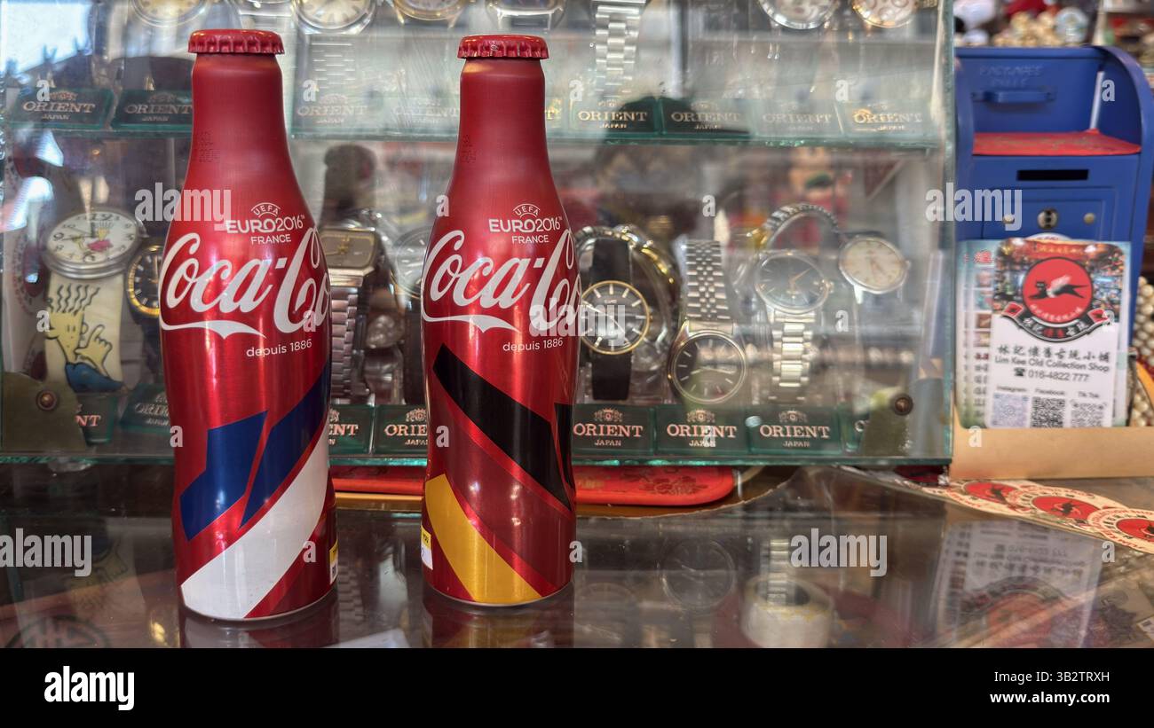 Unique Coca-Cola bottles on display at Penang flea market in Malaysia ...