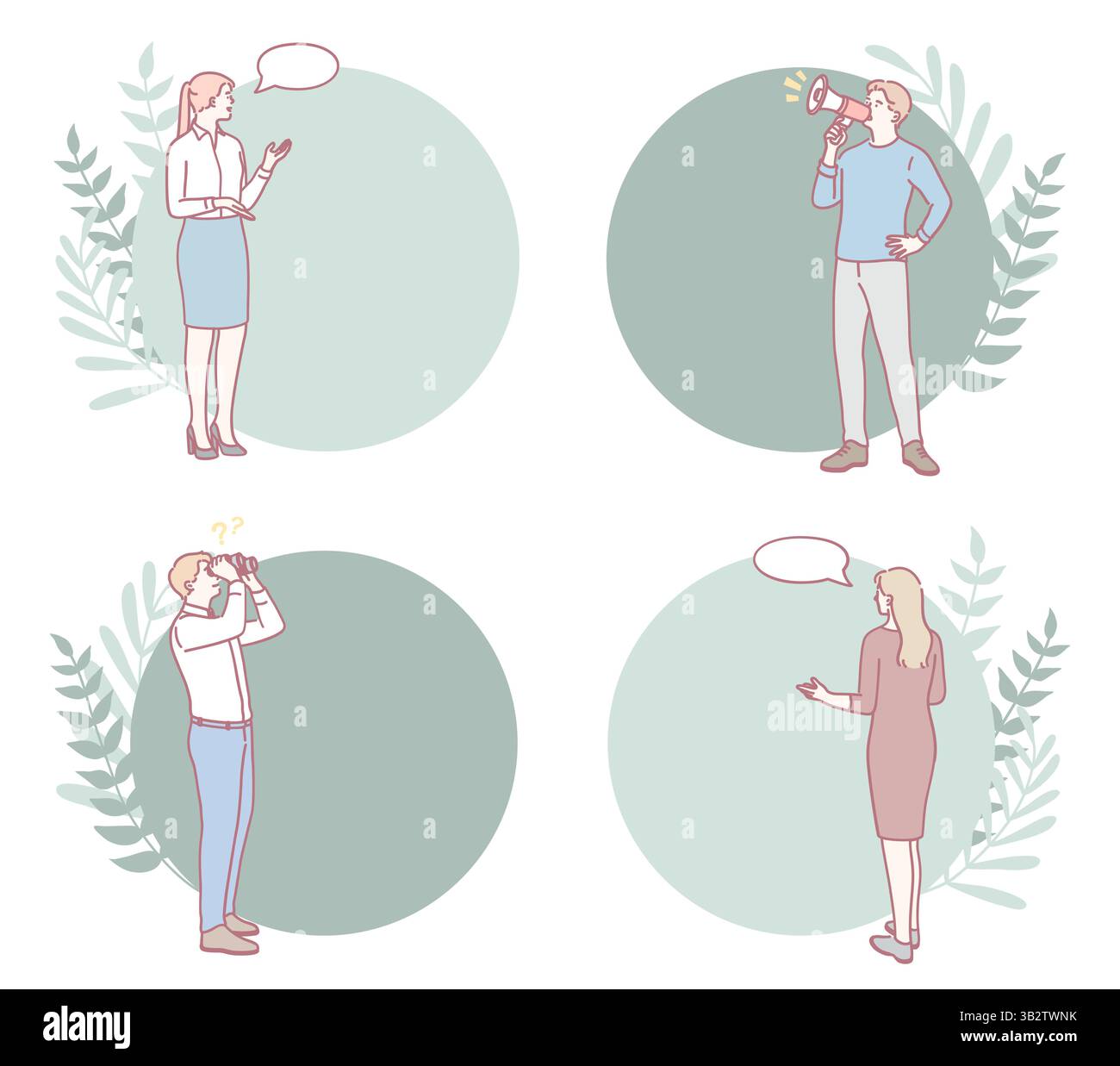 An illustration showcasing diverse groups of people as they communicate ...