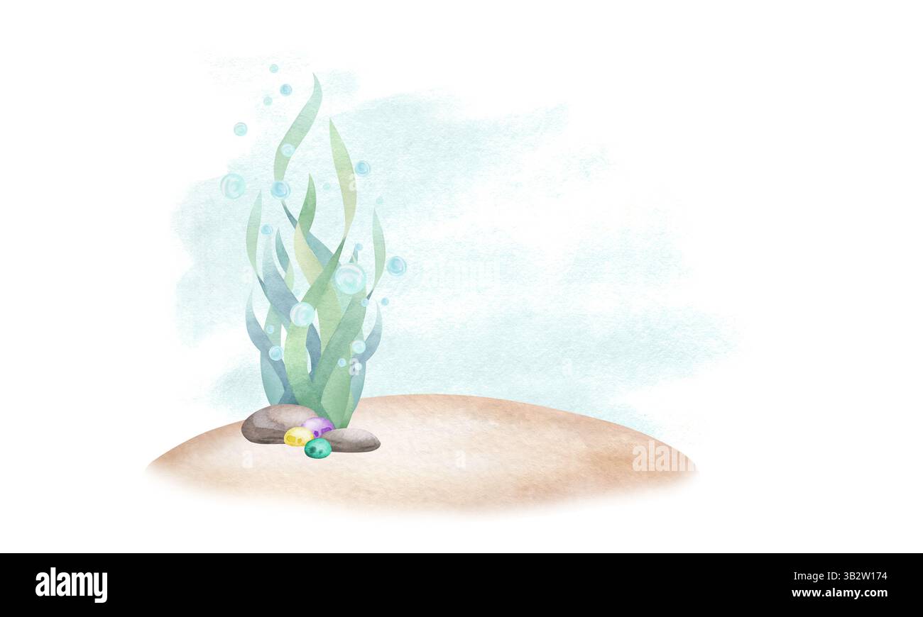 Seaweed aquarium stone cartoon Cut Out Stock Images & Pictures - Alamy