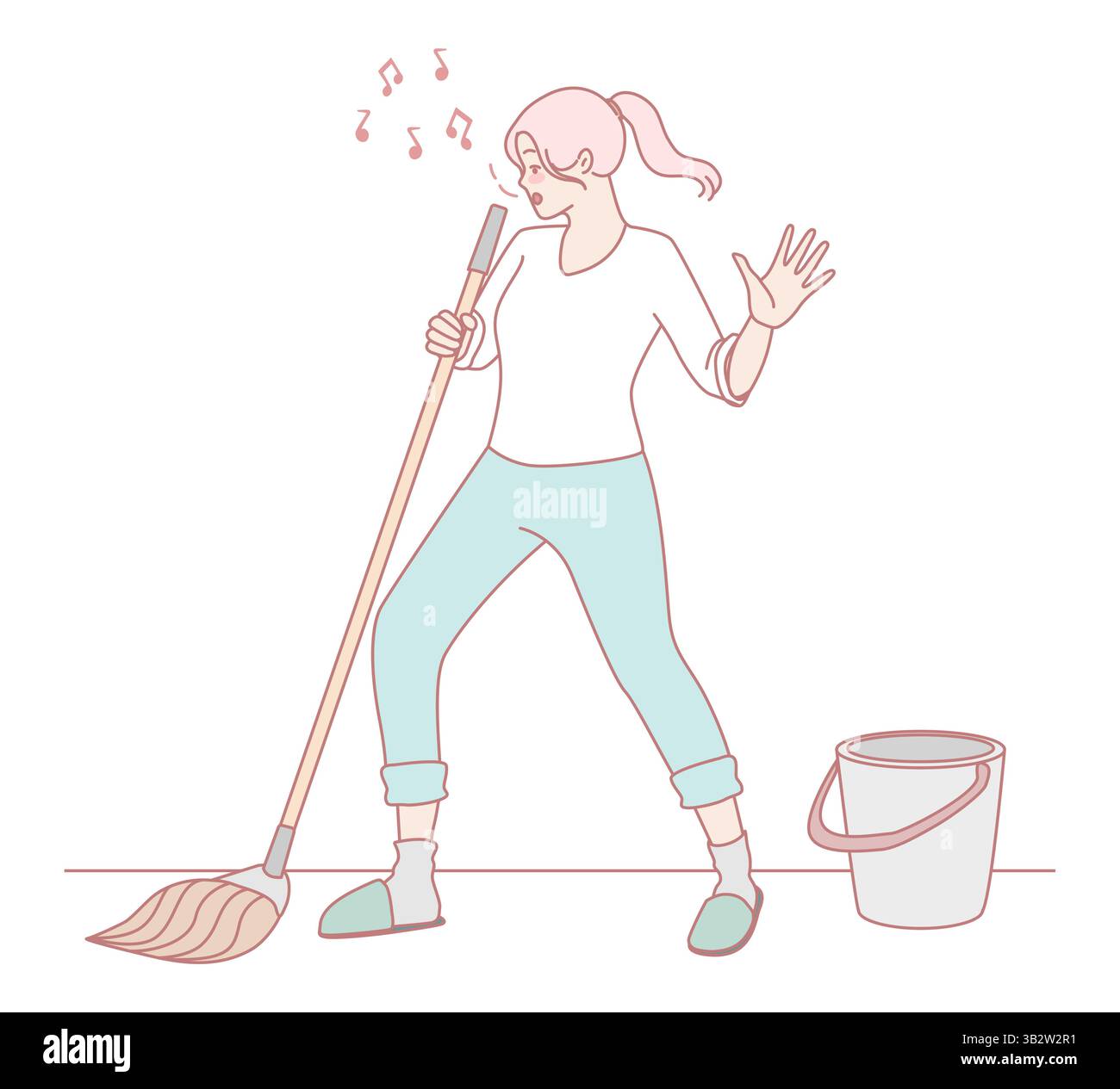 Cleaning happy home singing Stock Vector Images - Alamy