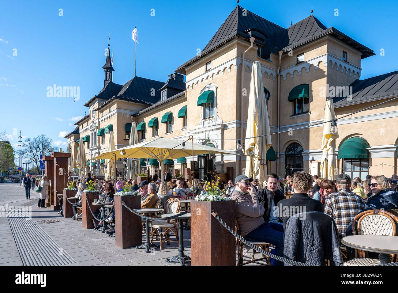 Uppsala Central Station on a sunny spring day in April 2025. The old ...