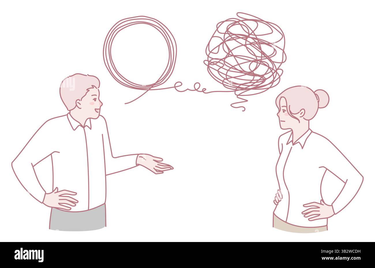 An illustration depicting both clear and confused communication between ...