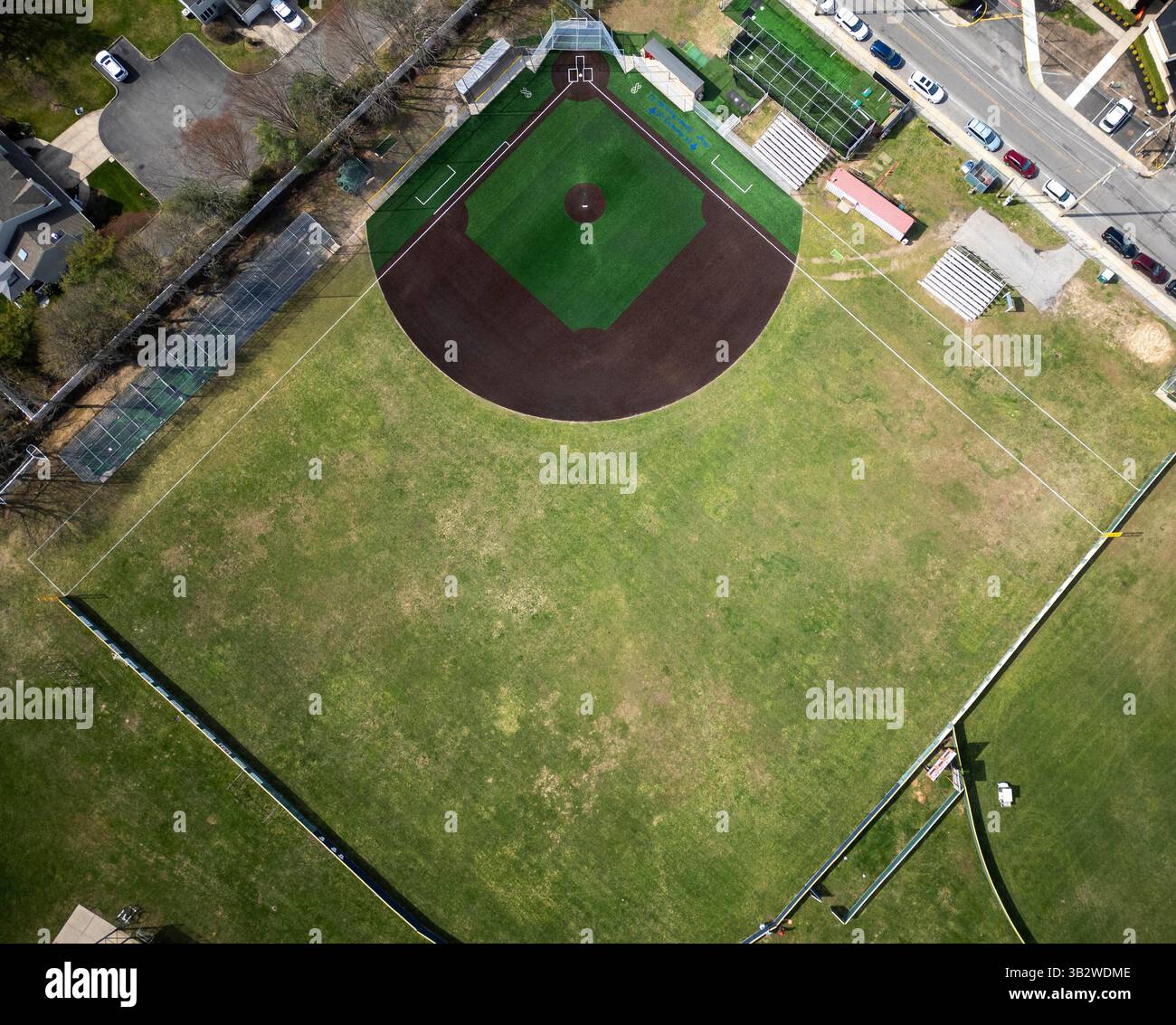 Drone view of a turf baseball field from high above Stock Photo - Alamy