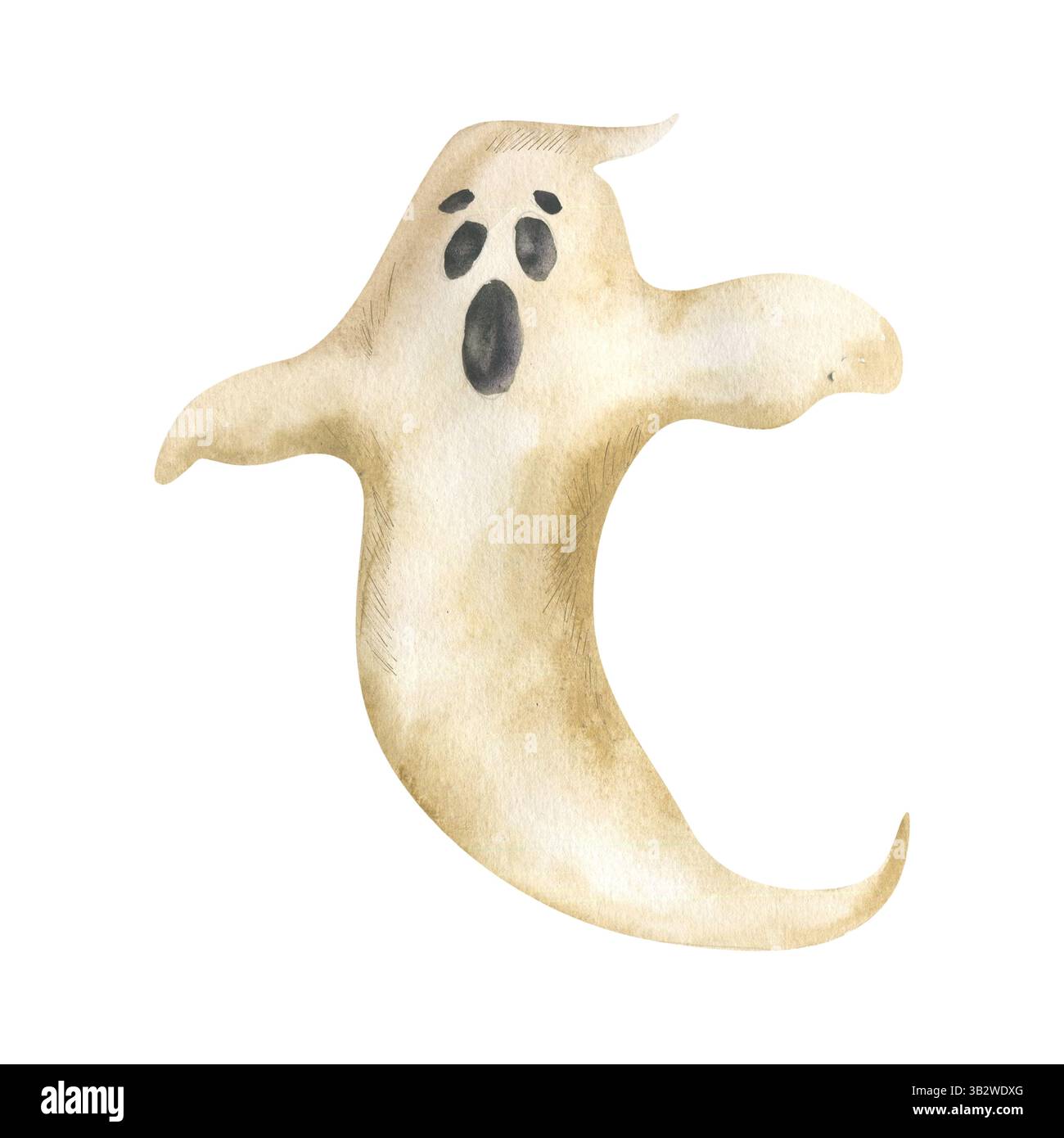 Halloween creepy ghost watercolor illustration. Hand drawn isolated ...
