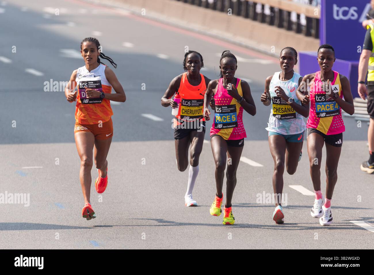 Elite women athletes and pace makers competing in the 2025 TCS London ...