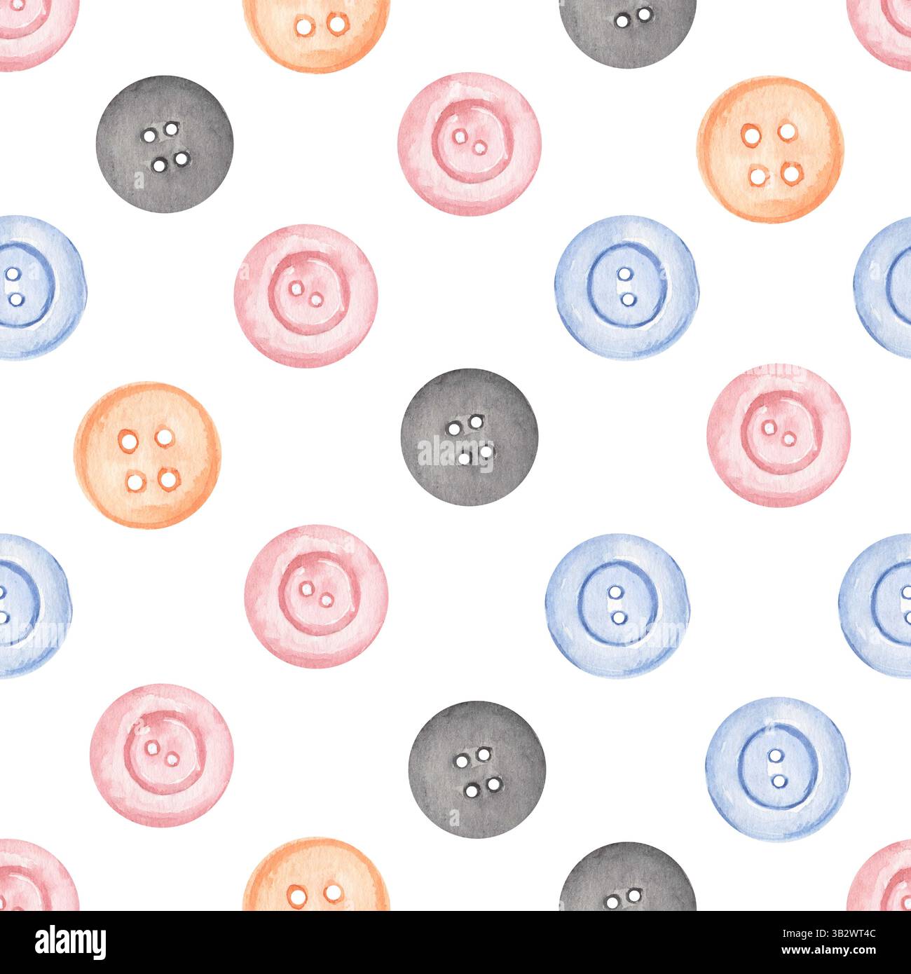 Watercolor Sewing Seamless Pattern, craft repeat paper, buttons print ...