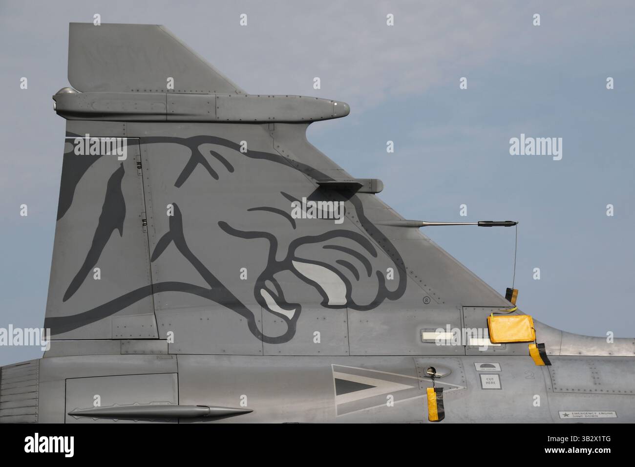 The tail of 40, a Saab JAS-39C Gripen operated by the Hungarian Air ...