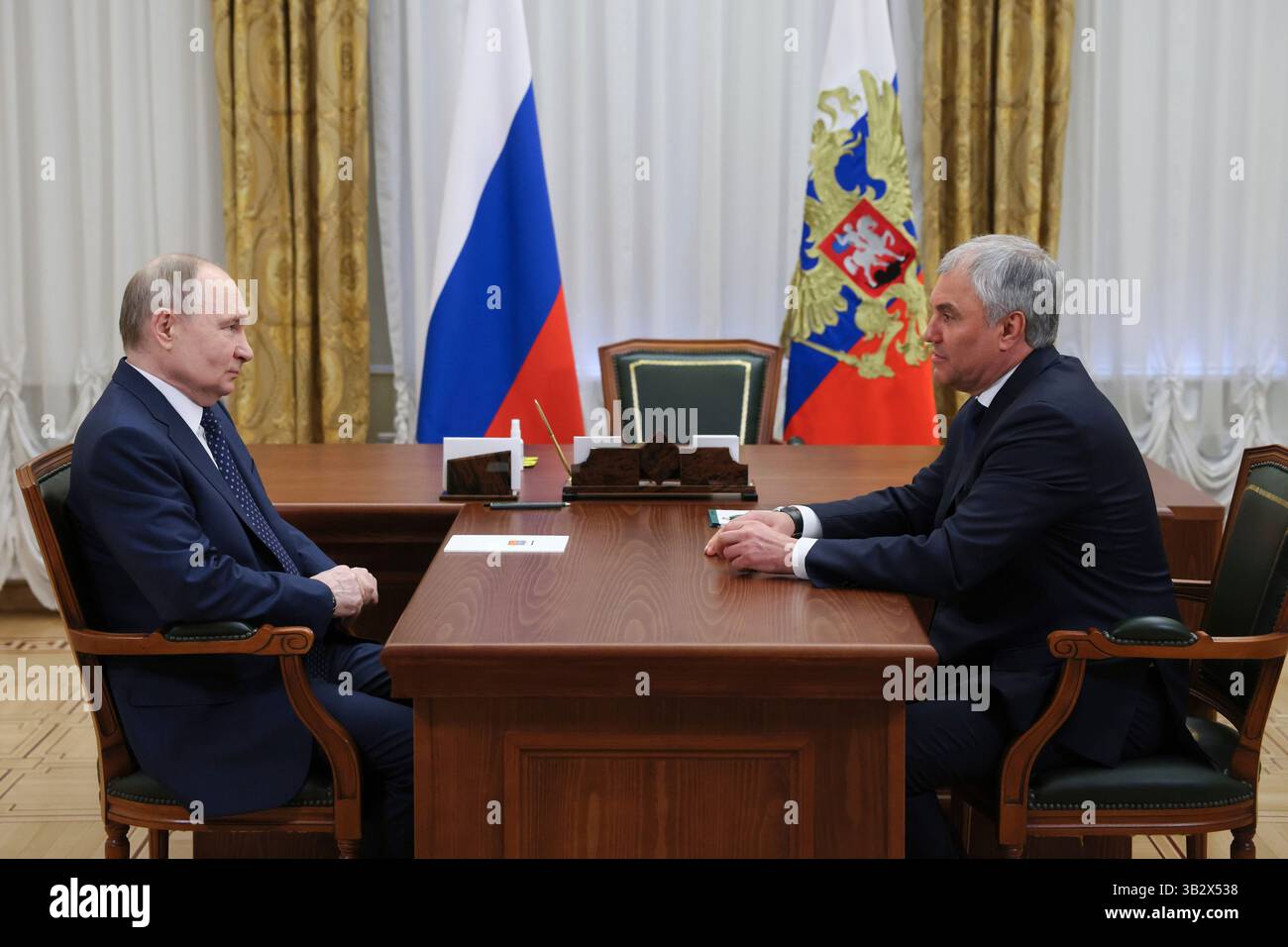 Russian President Vladimir Putin meets with Russian State Duma Chairman ...