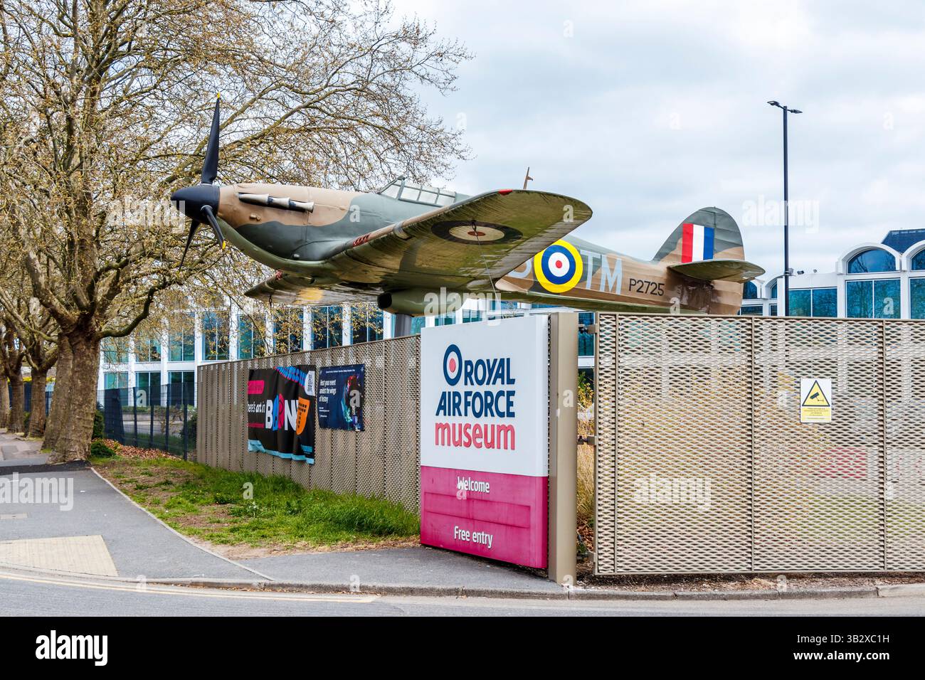 A World War Two Hawker Hurricane fighter plane at the entrance to the ...