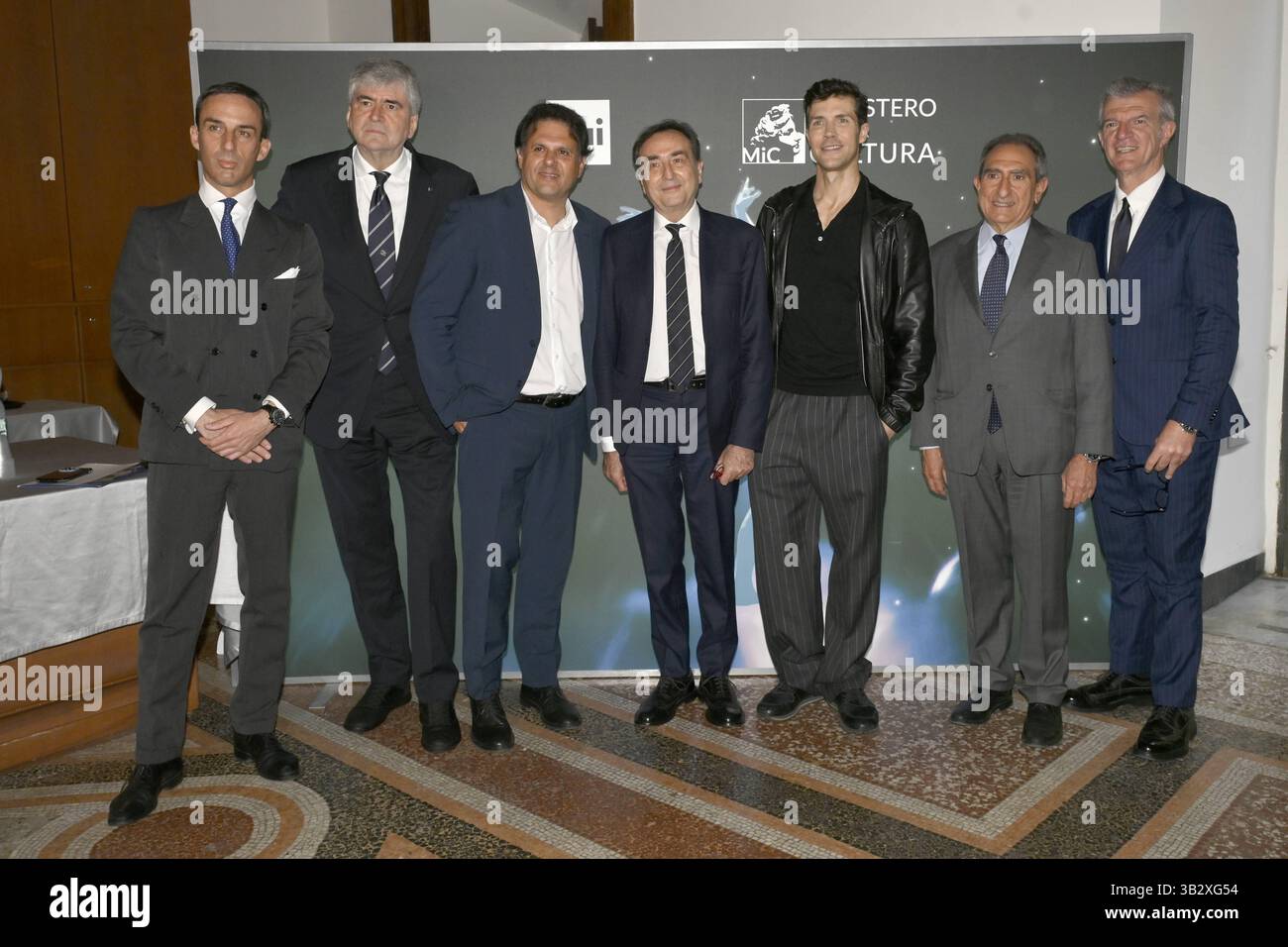 Rome: Ministry of Culture, Spadolini Hall. Photocall for the broadcast ...