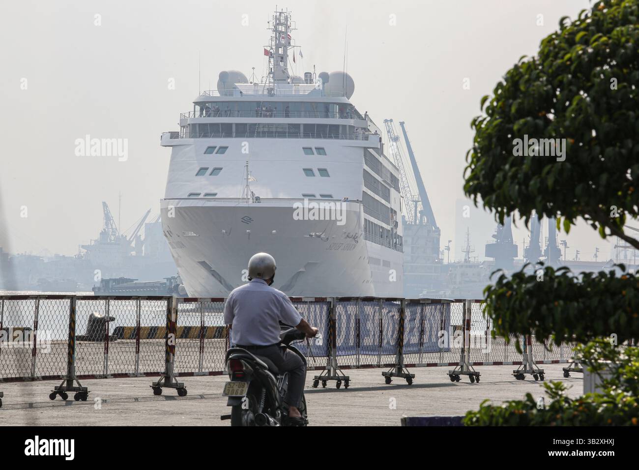 Luxury cruise ship SILVER SHADOW (Silversea) in stopover moored in Ho ...