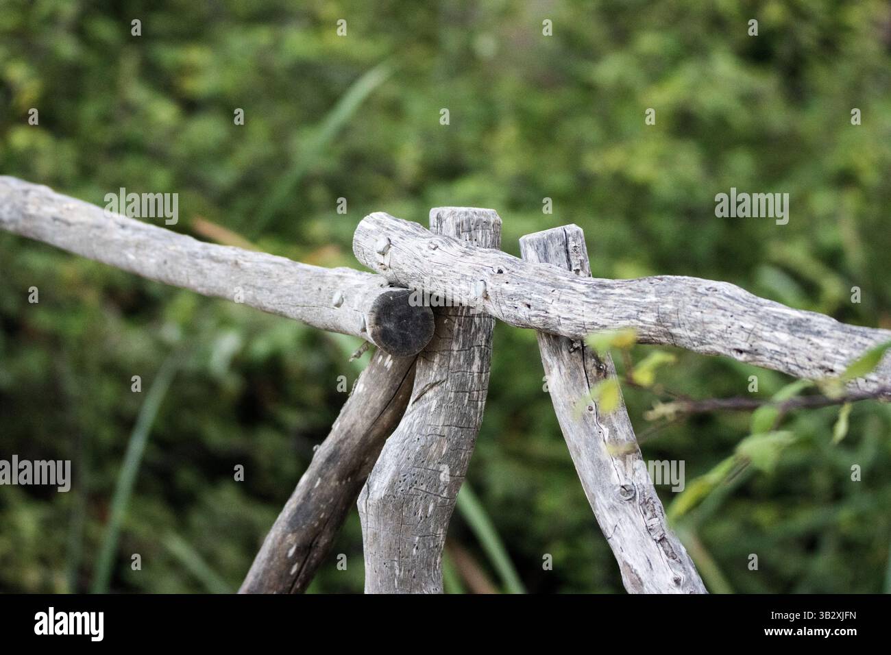 typical wooden fence in Menorca for paths and driveways made from split ...