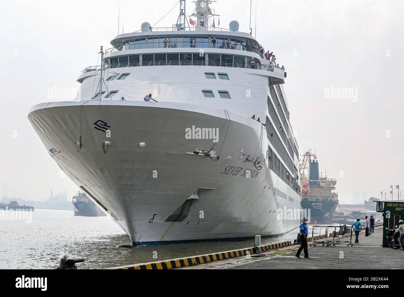 Luxury cruise ship SILVER SHADOW (Silversea) in stopover moored in Ho ...