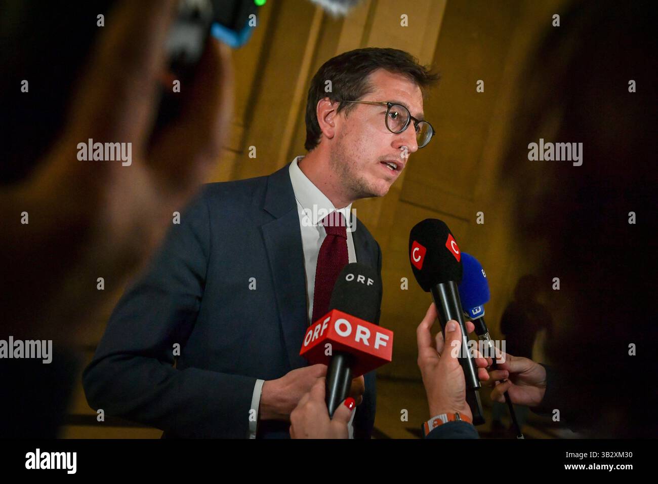 Lawyer Gabriel Dumenil speaks to the press at the Paris Courthouse for ...