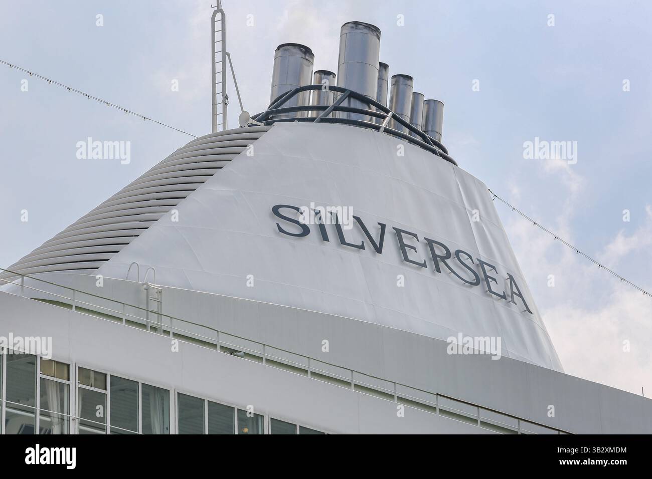Luxury cruise ship SILVER SHADOW (Silversea) in stopover moored in Ho ...