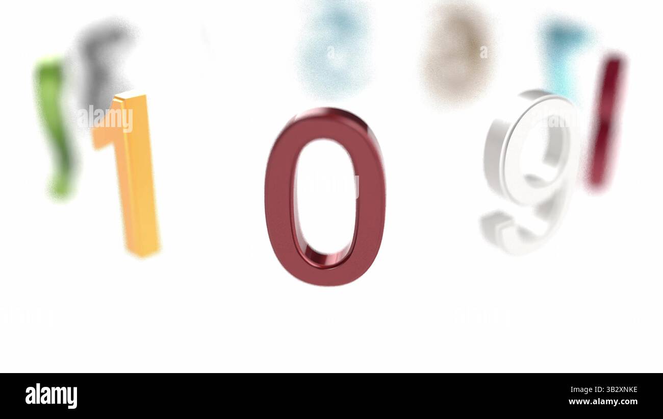 Color count number rotate on white bg 3d render Stock Photo - Alamy