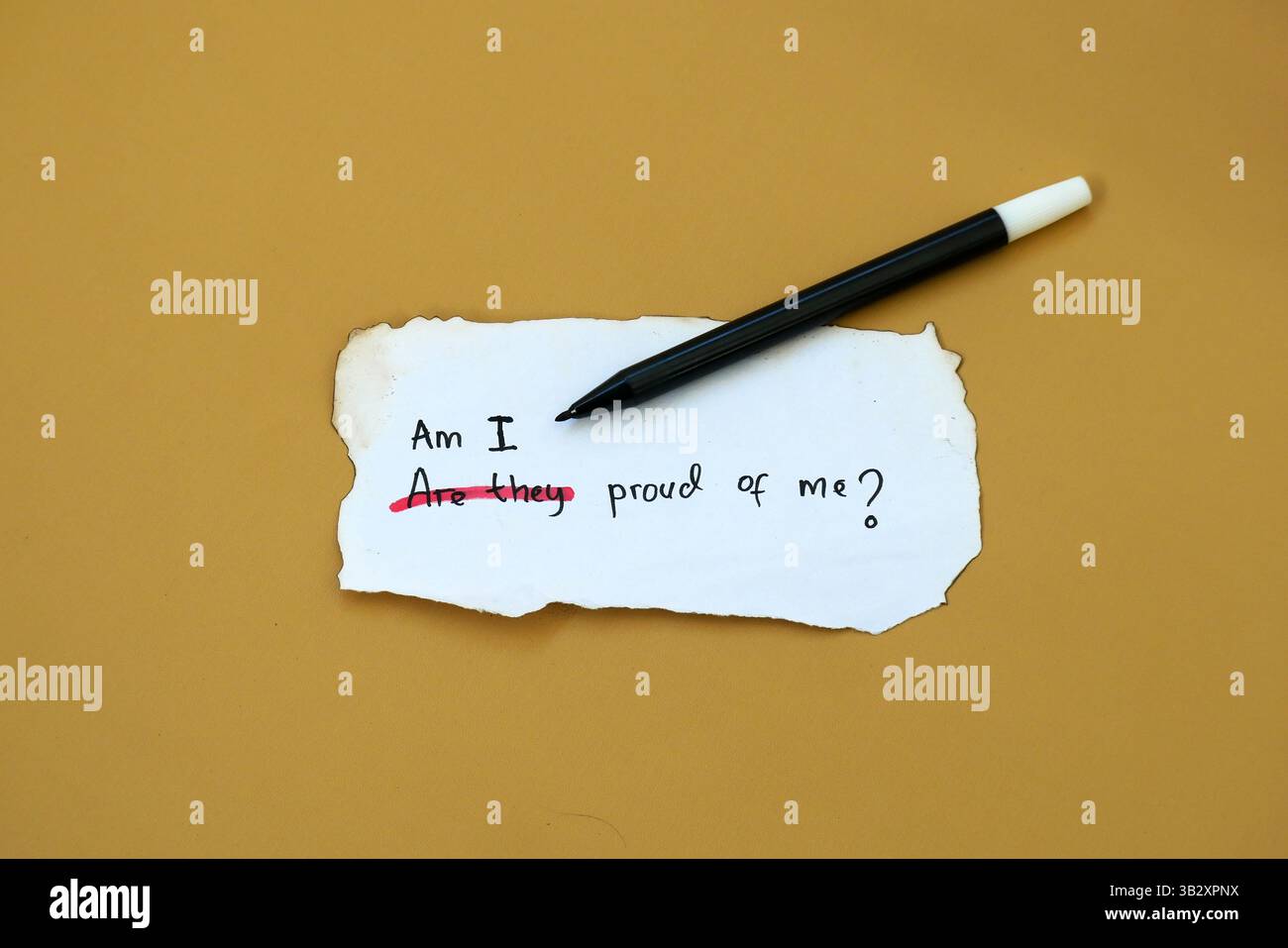 Handwritten text messages Are they proud of me? replacing Am i proud of ...