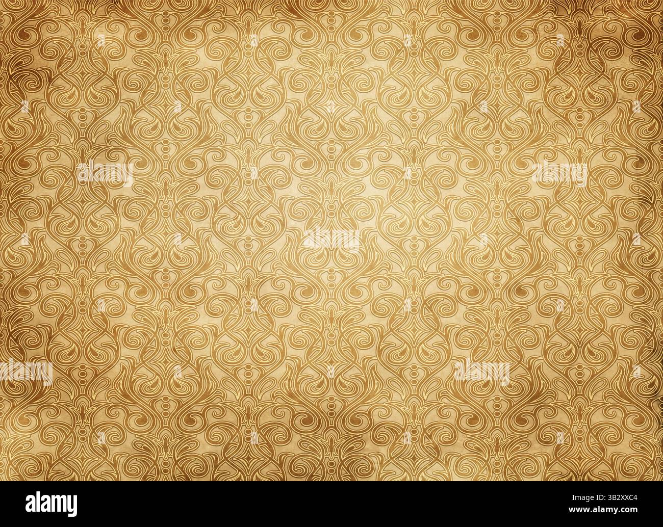Brown aged grunge paper background with victorian patterns. Natural old ...